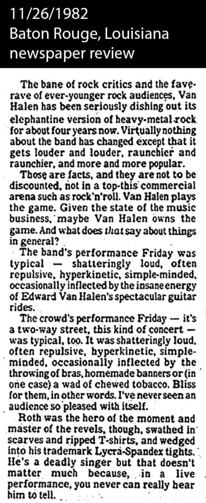 Van Halen - 1982 - Baton Rouge, LA @ Riverside Centroplex